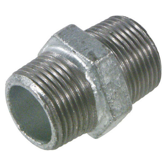 Dubbele nippel, buitendraad type 280 verzinkt | Middelwijk Meppel Groothandel